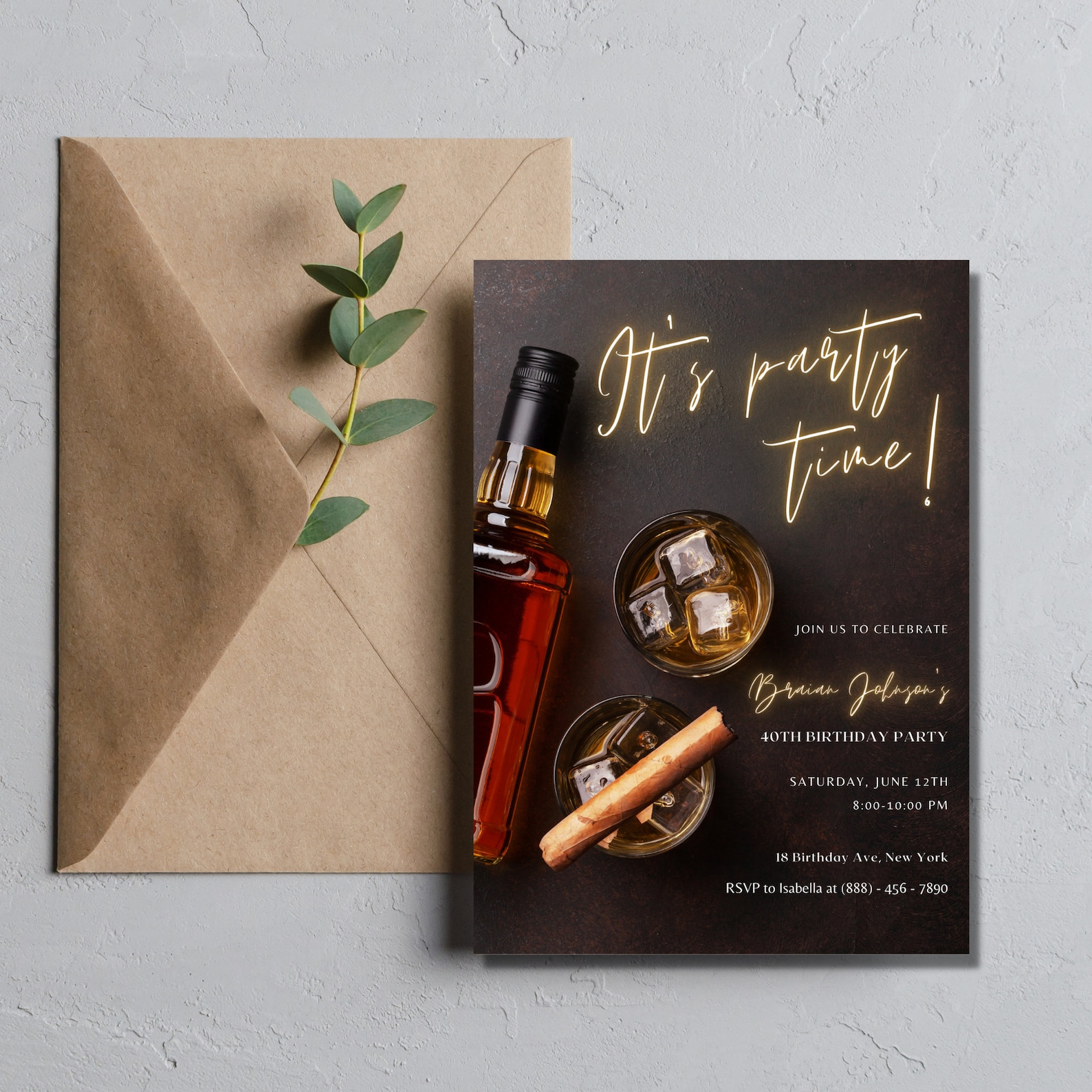 Whiskey Party Birthday Invitation for Man Birthday Surprise Party ...
