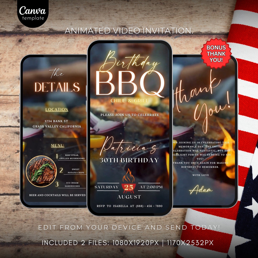 Birthday Cookout Invitation,backyard Bbq Invitation Template, Birthday ...