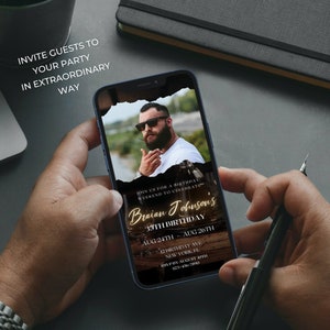 Digital Men's Birthday Weekend Invitation Editable Template With Photo ...