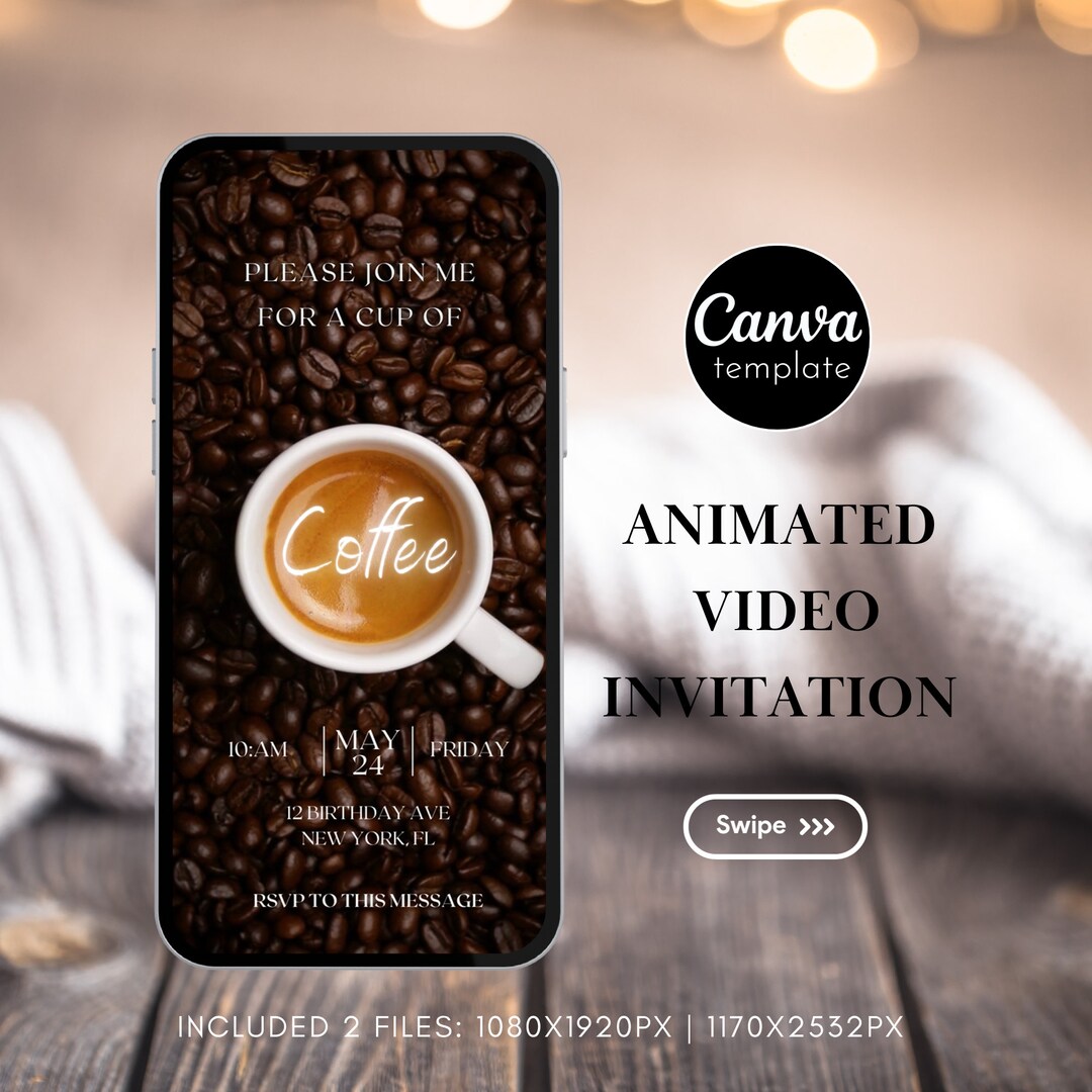 Coffee Theme Animated Invitation Template Coffee Party Video Invite ...