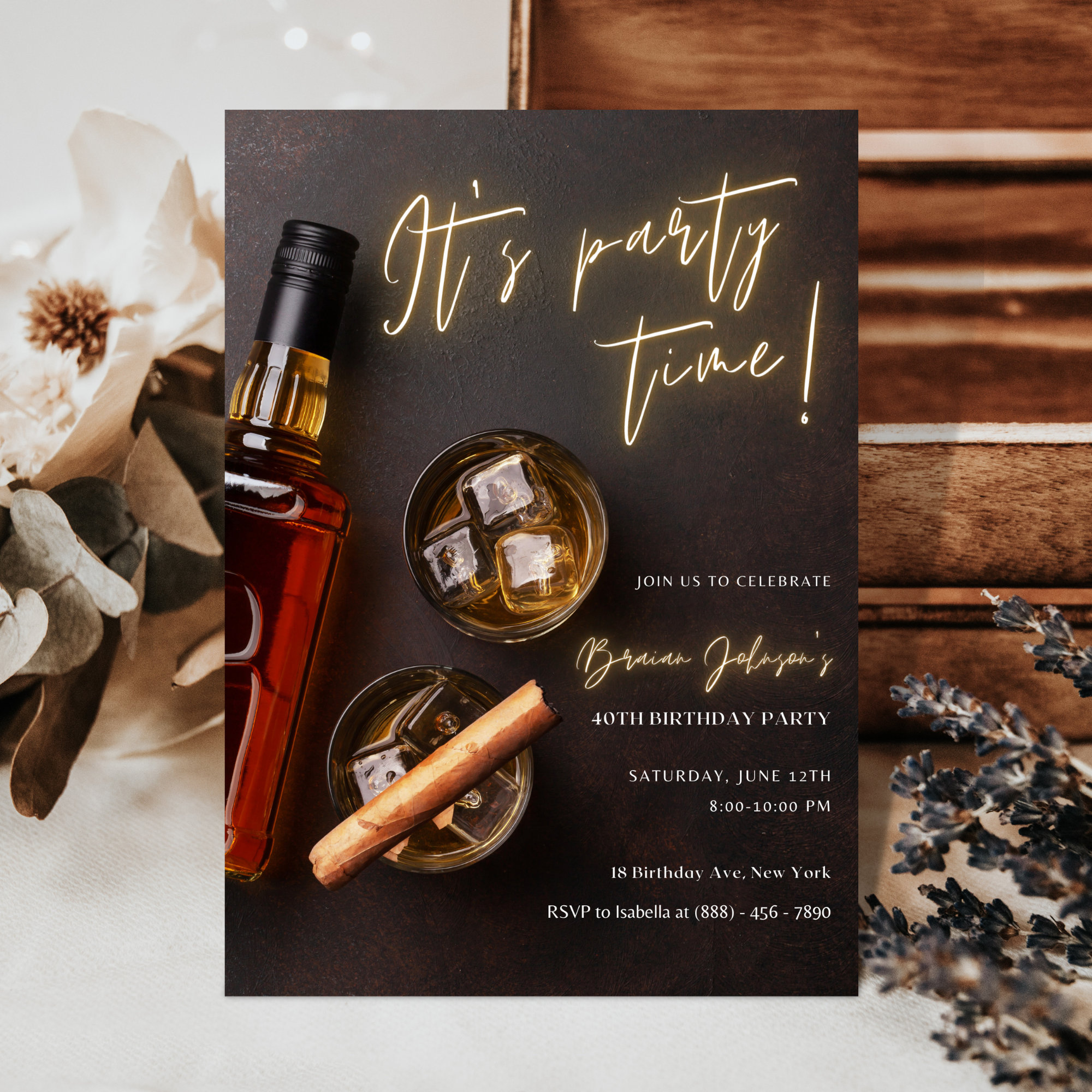 Whiskey Party Birthday Invitation for Man Birthday Surprise Party ...