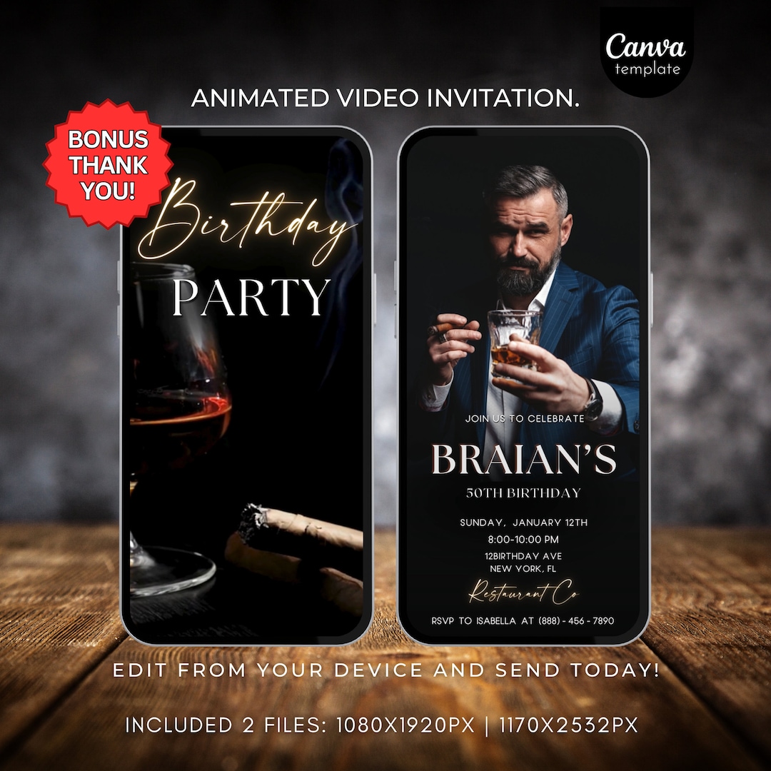 Editable Birthday Invitation Template With Photo Animated Brunch Party ...