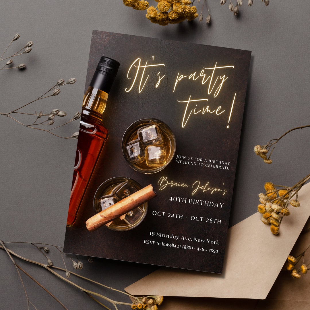 Whiskey Invitation Printable Editable Template Whiskey Birthday ...