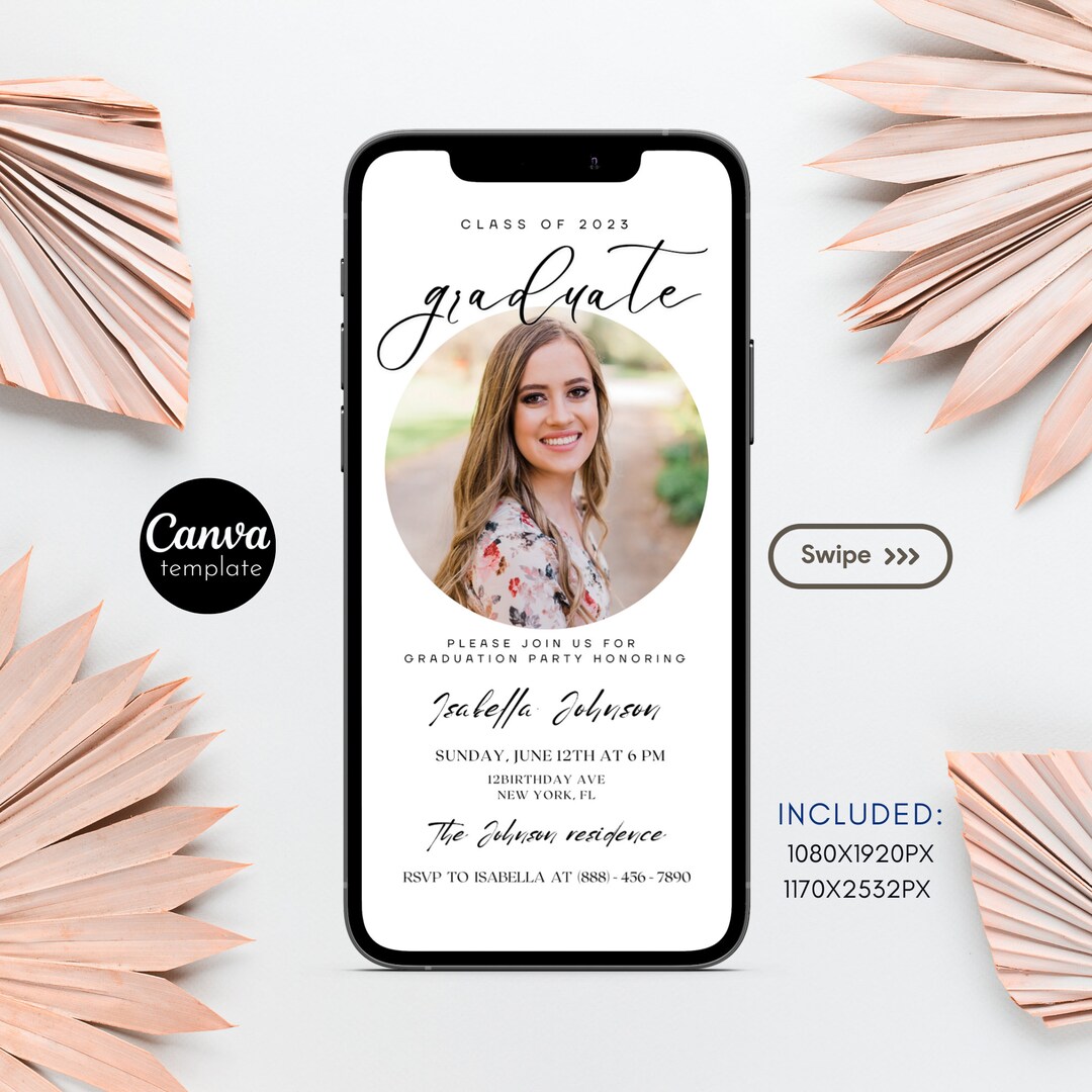 Digital Graduation Party Invite Template Modern Graduation Party Evite ...