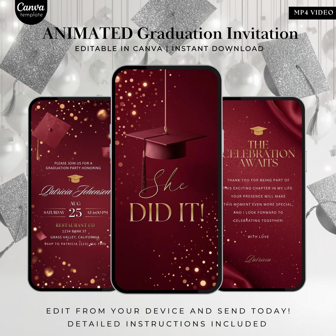 She Did It Graduation Invitation Template 2026, Animated Graduation ...