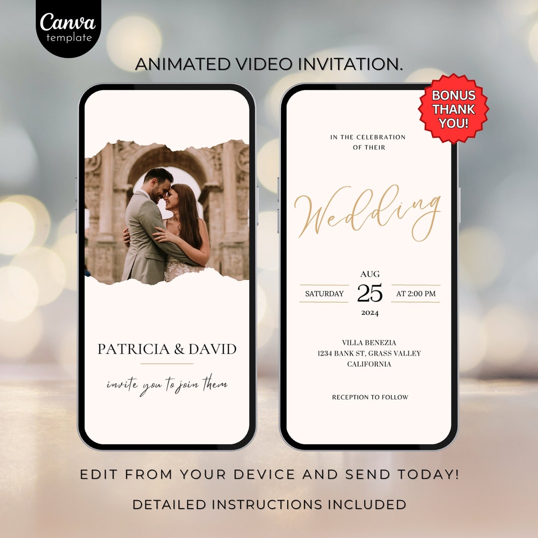Wedding Invitation Template Video Invite With Photo Animated Minimalist ...