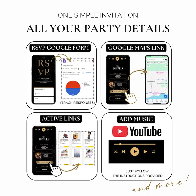 Animated Birthday Invitation for Him, Black Tie Digital Party Einvite ...