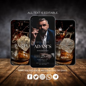 Digital Men Birthday Invitation, Men Invitation With Photo, Invitation ...