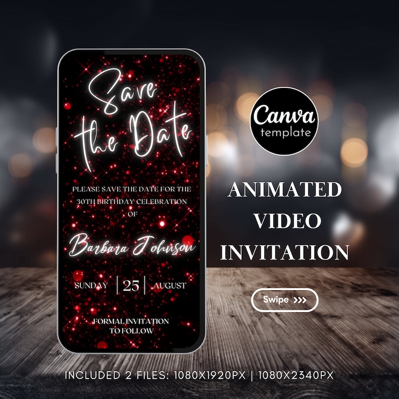 Save the Date Evite Red - Etsy