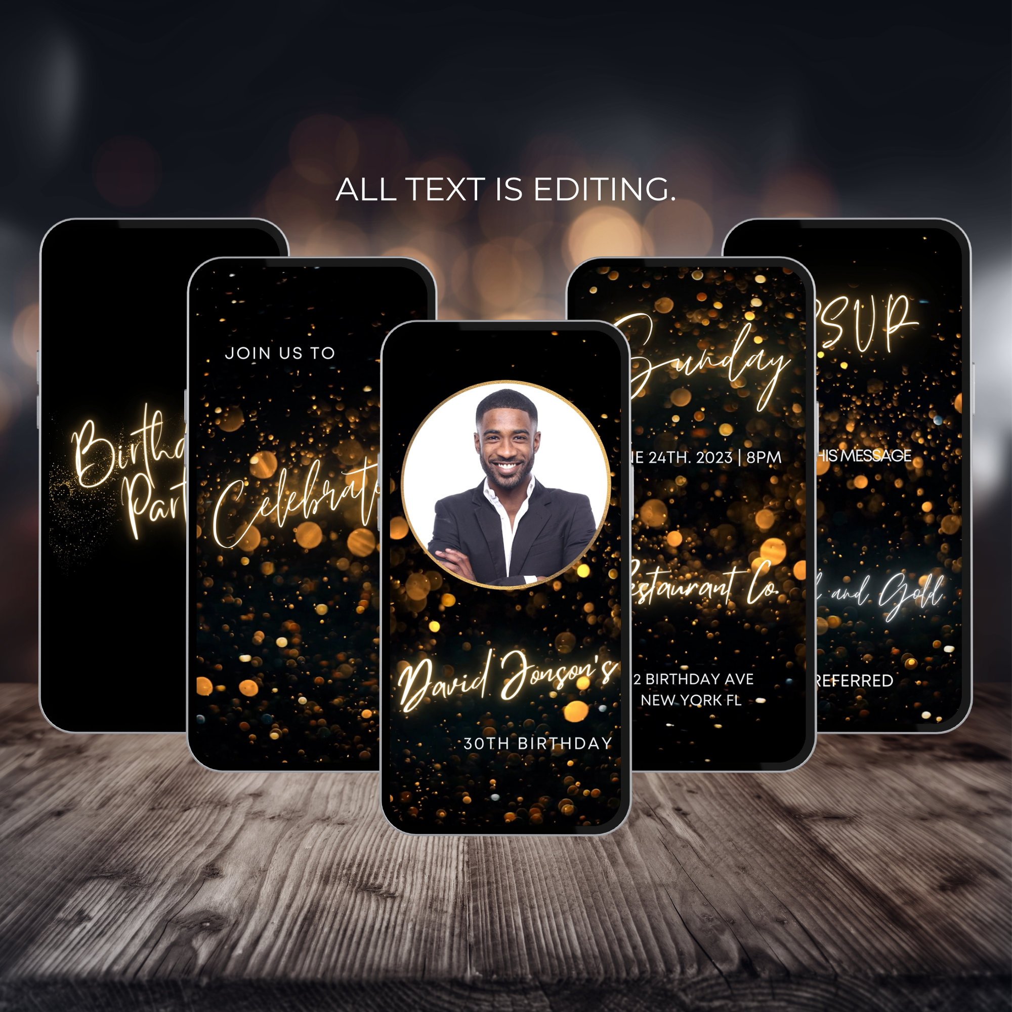 Editable Birthday Invitation Template Digital Birthday Invite for Men ...