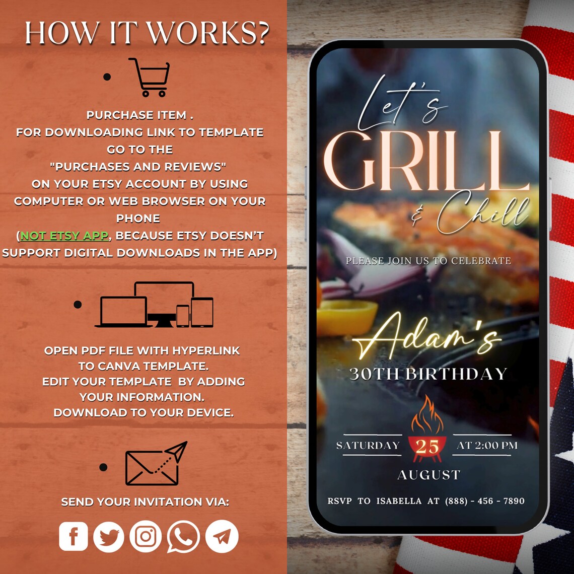 Birthday Cookout Invitation,backyard Bbq Invitation Template, Birthday ...