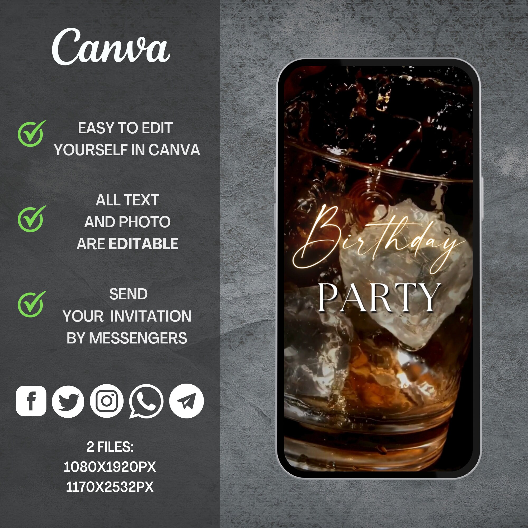 Digital Men Birthday Invitation, Men Invitation With Photo, Invitation ...