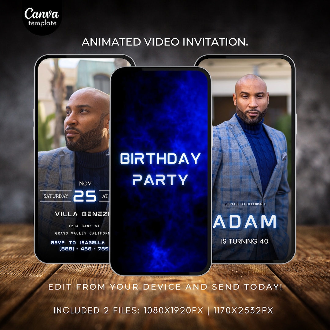 Editable Birthday Invitation Template With Photo Brunch Party Men ...