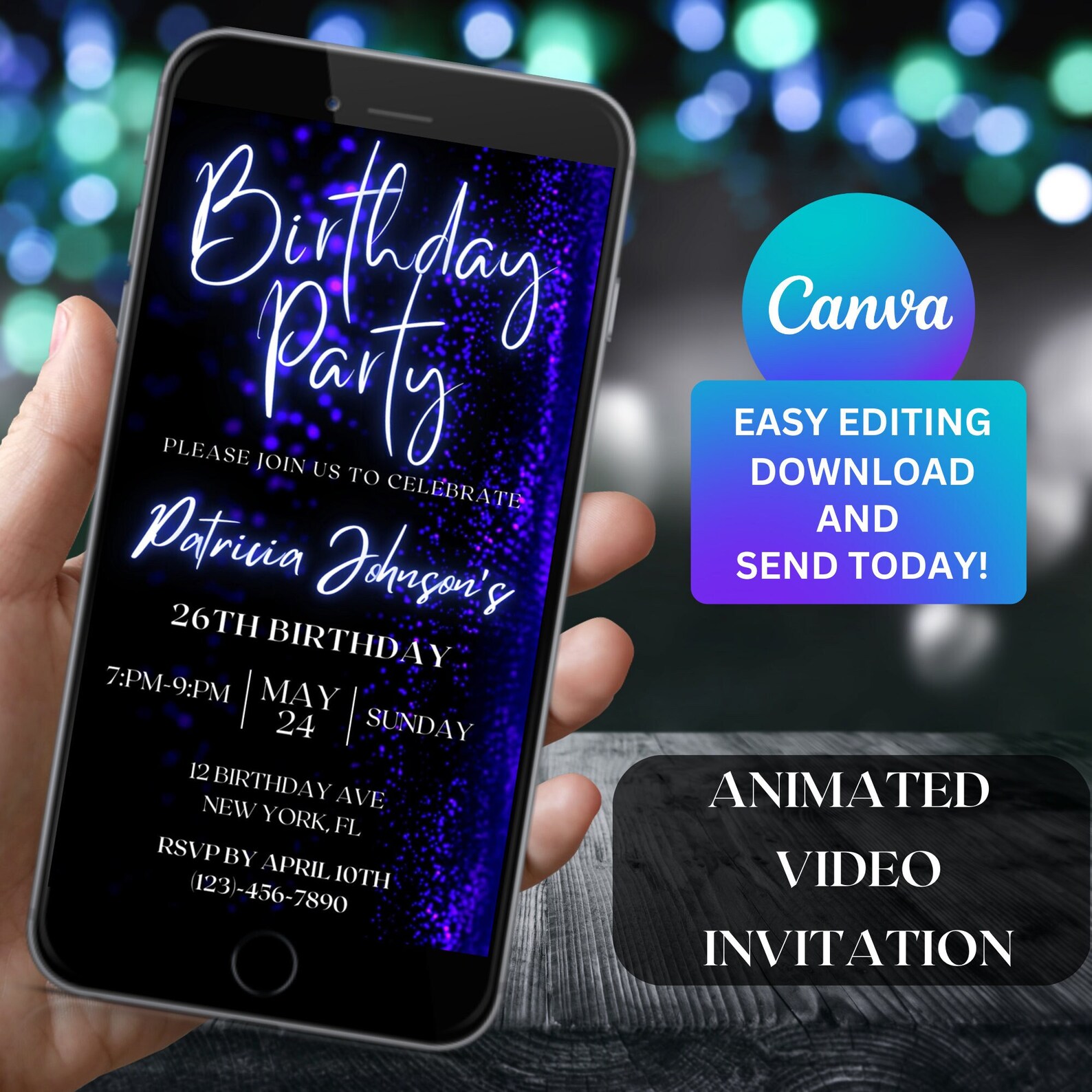 Editable Birthday Party Invitation Template Animated Birthday - Etsy