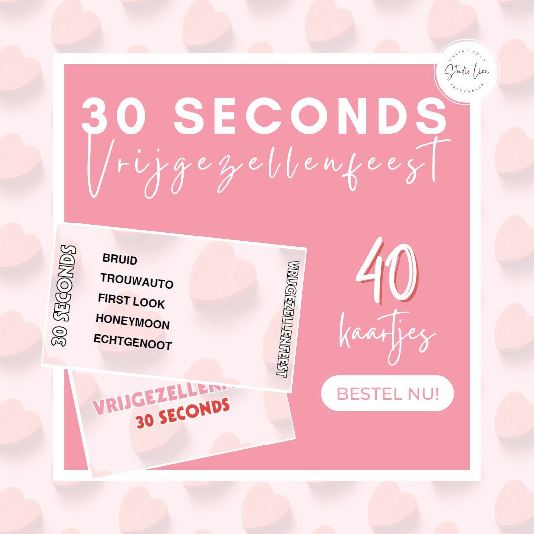 Vrijgezellenfeest 30 Seconds Afdrukbaar 40 Kaartjes Nederlands NL - Etsy