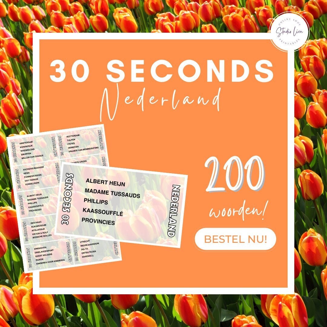 Nederland 30 Seconden Afdrukbaar 40 kaartjes Nederlands NL - Etsy Nederland