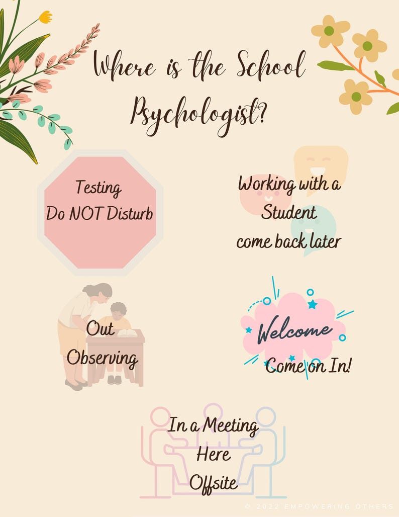 Where is the School Psychologist? Digital Floral Door Sign – Keep ...