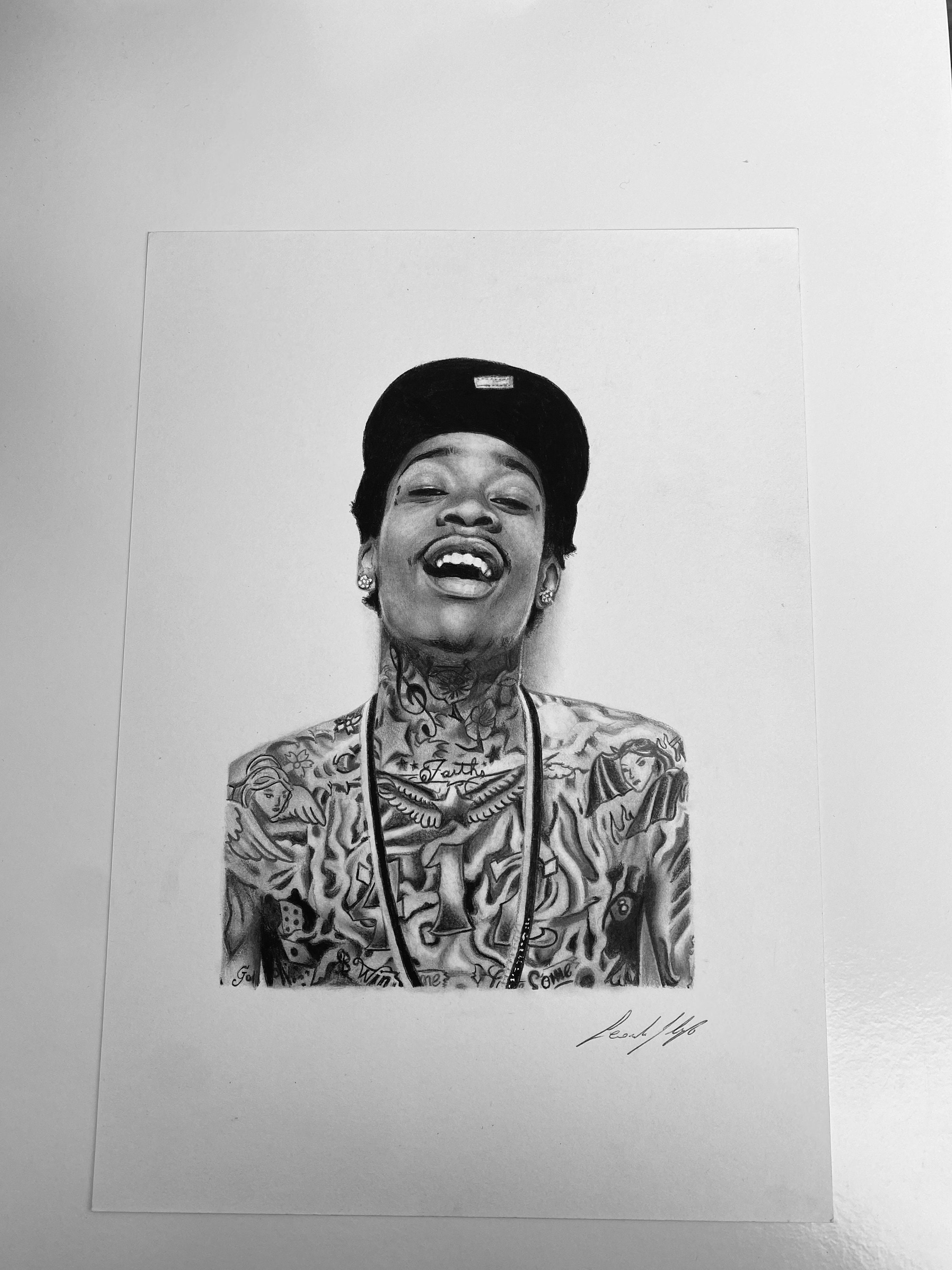 Portrait of the Famous Rap Singer Wiz Khalifa Made Entirely Freehand ...