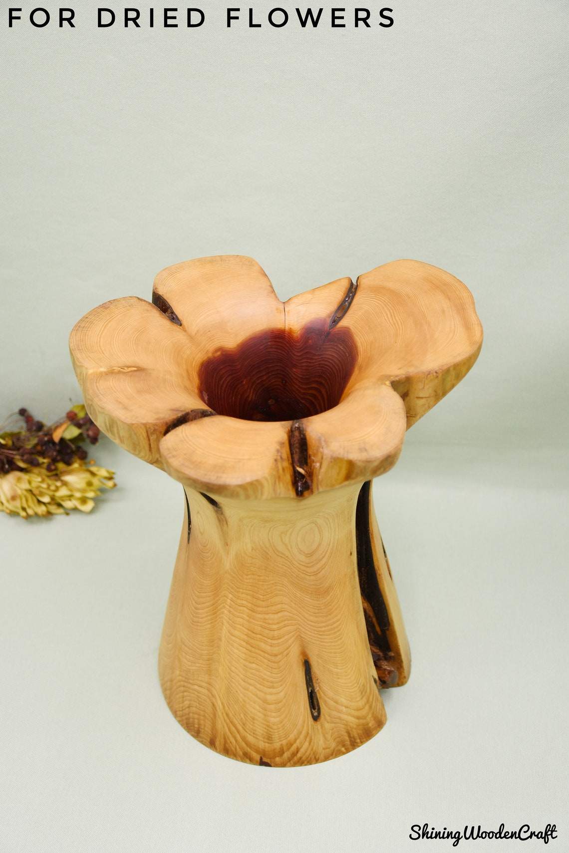 Decorative Home Decor Vases Urn Red Juniper Tree Wood for Dried Flower ...