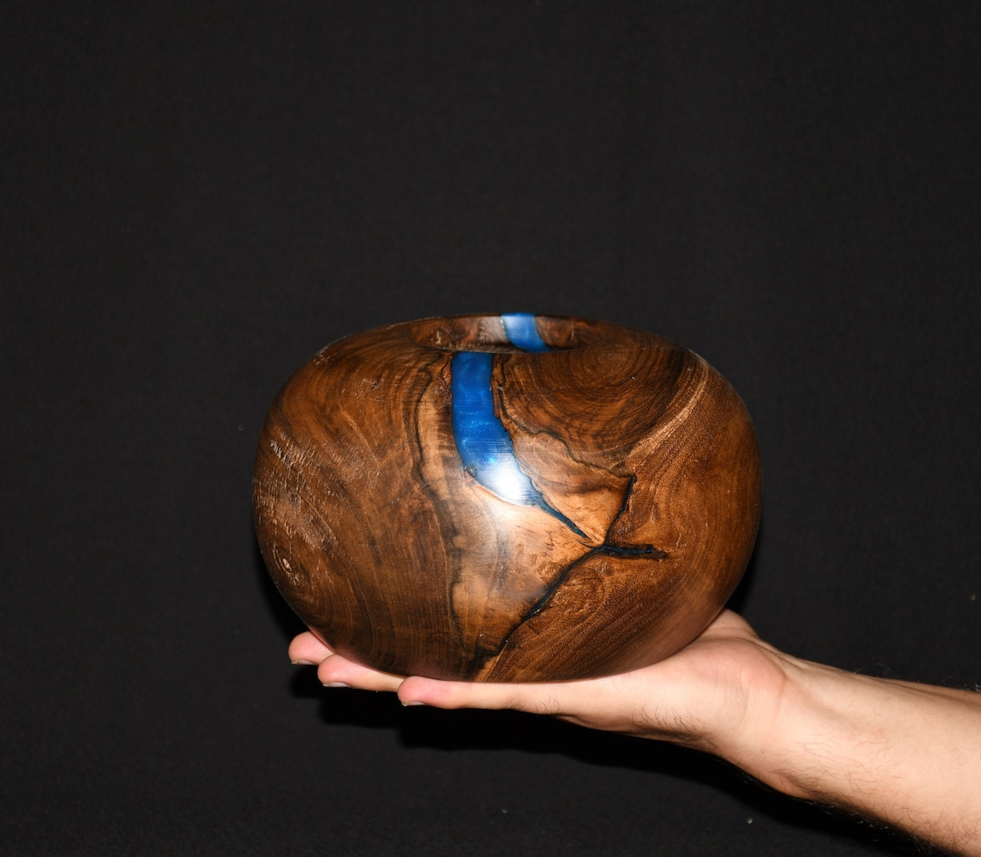 Minimalist Walnut Wood and Epoxy Resin Vase for Centerpiece Decorative ...