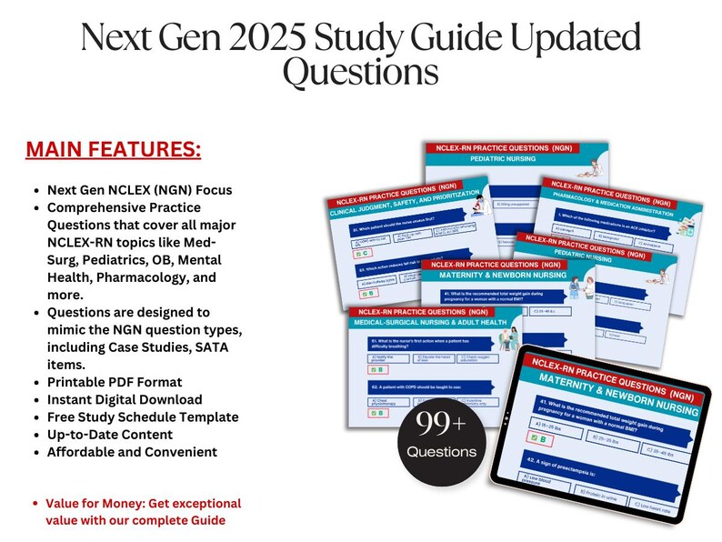 2025 NCLEX-RN Practice Questions | Next Gen Nursing Exam Prep (PDF) - Etsy