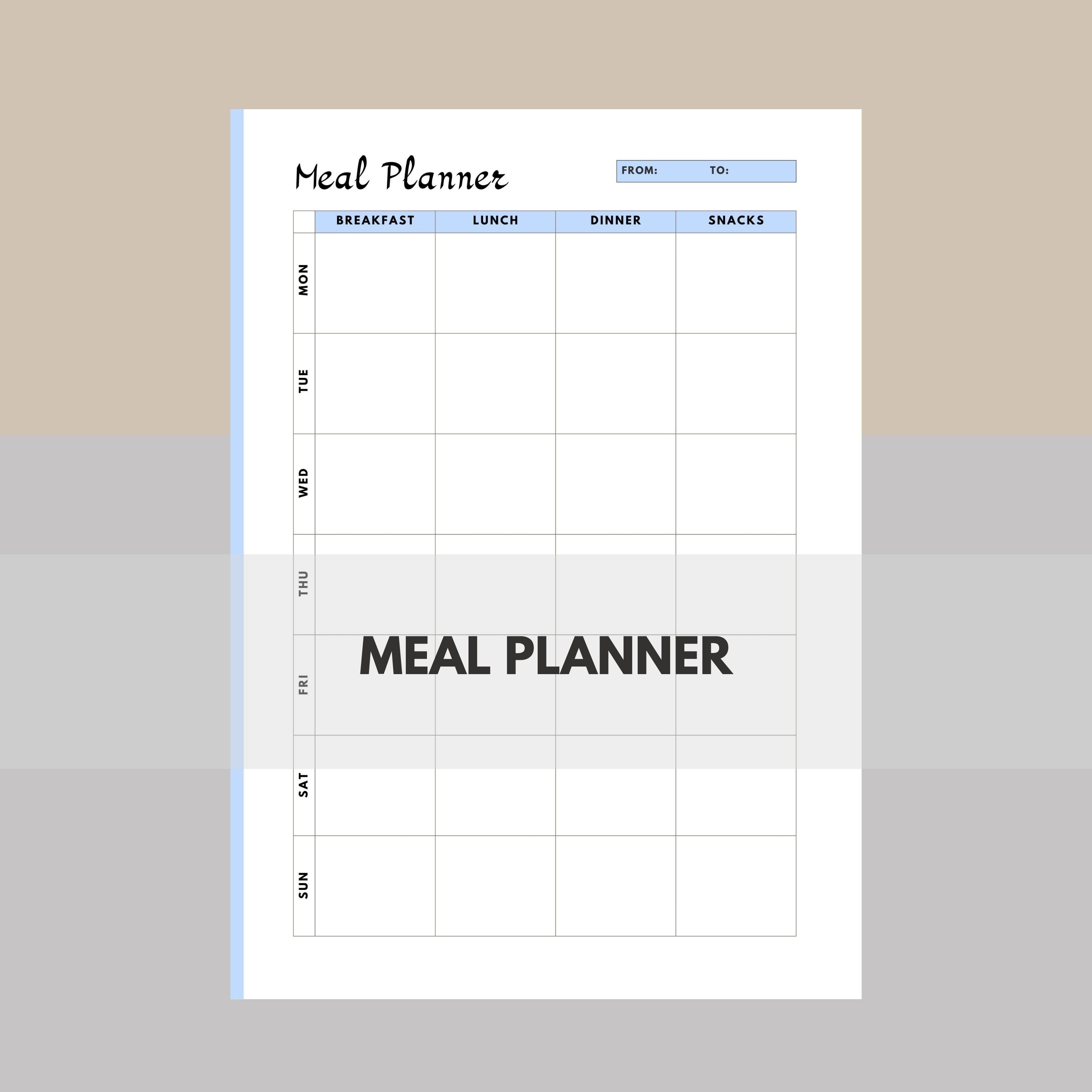 Printable Weekly Meal Planner, Meal Plan Template, Meal Prep, Menu ...