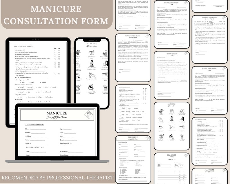 Nail Technician Forms Bundle - Editable Templates, Esthetician Forms ...