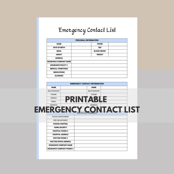 Personal Emergency Contact Information