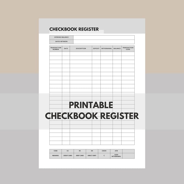 Checkbook Register - Etsy