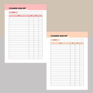 Printable Cleaning Sign-off Sheet: Home & Business Cleaning Schedule ...