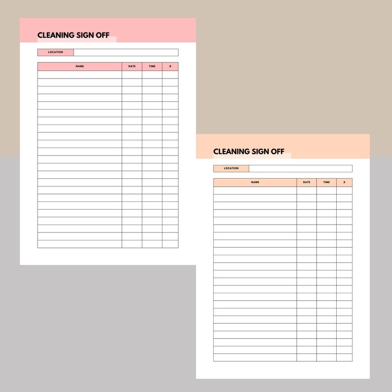 Printable Cleaning Sign-off Sheet: Home & Business Cleaning Schedule ...