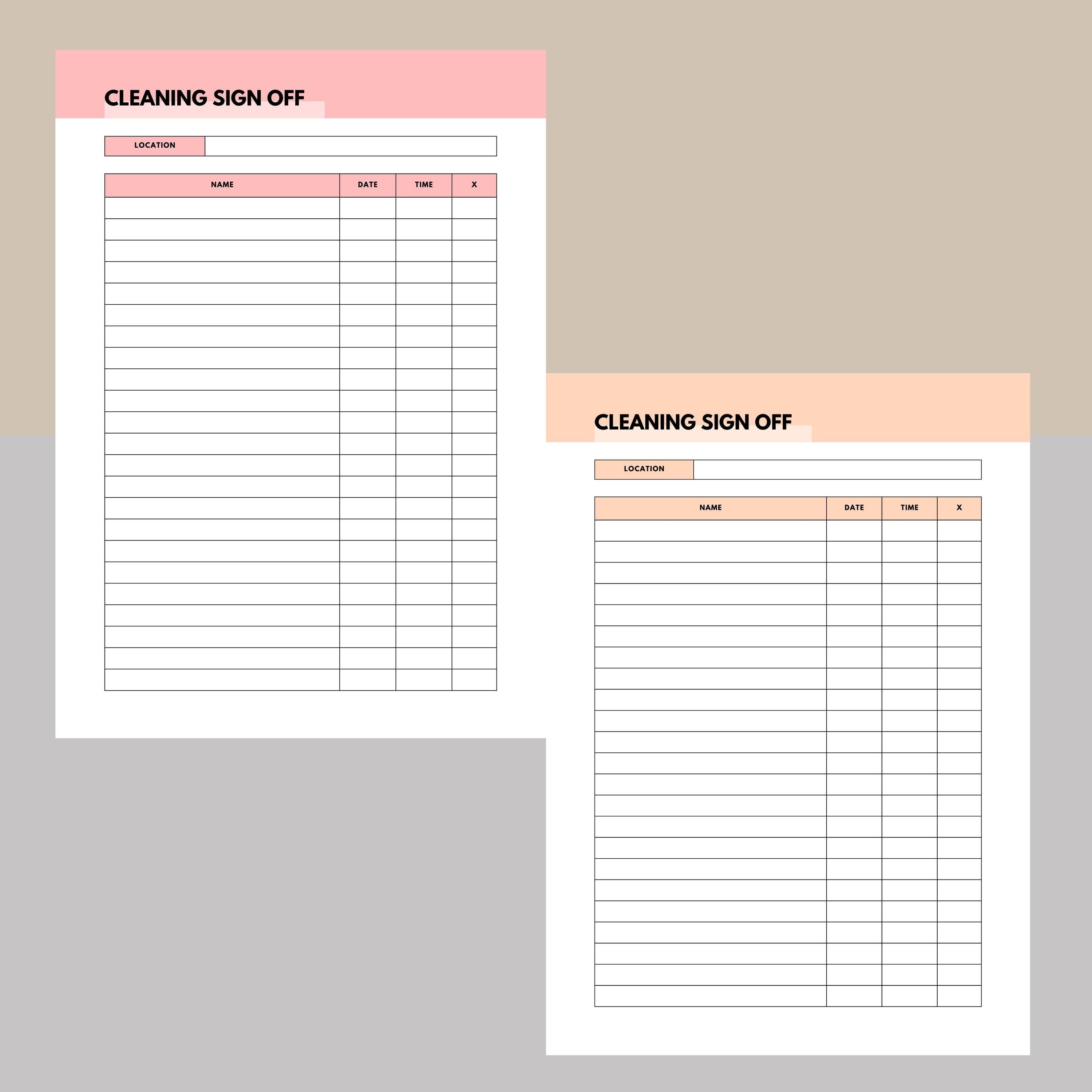 Printable Cleaning Sign-off Sheet: Home & Business Cleaning Schedule ...