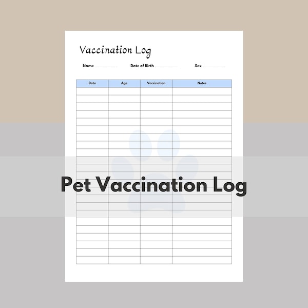 Cat Vaccination Record Template - Etsy