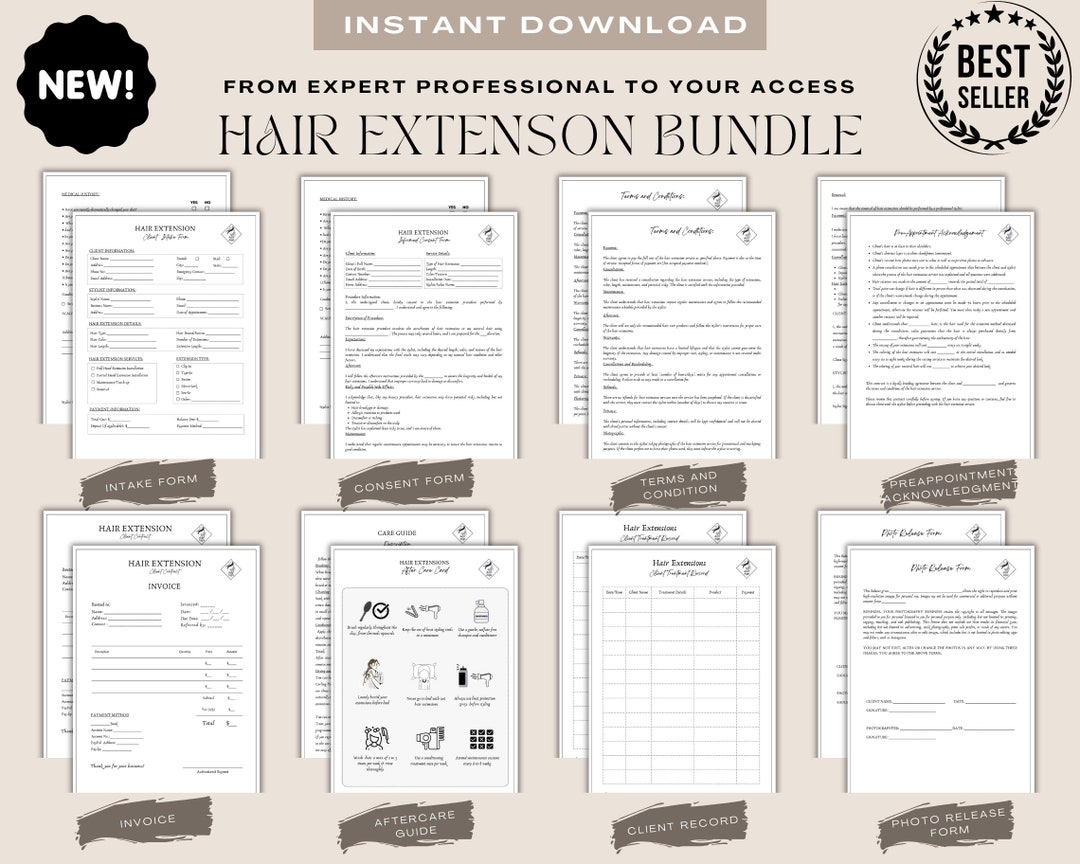 Hair Extension Forms Bundle, Intake Consent Consultation (digital ...
