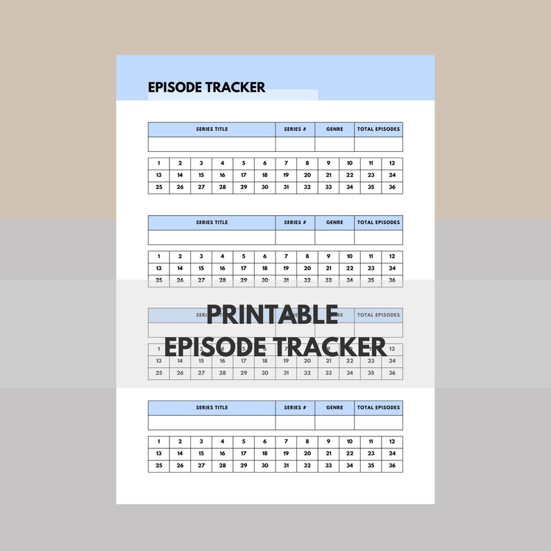Printable Tv Episode Tracker, Episode Log, TV Series Tracker, TV ...