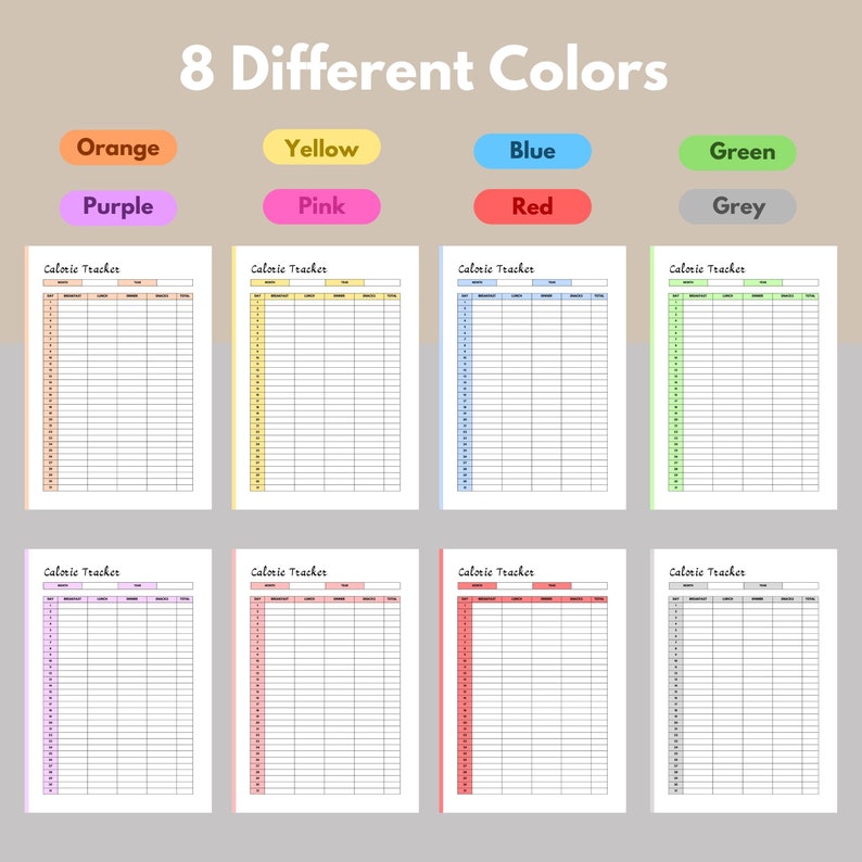 Calorie Tracker Printable Calorie Chart Calorie Calculator - Etsy