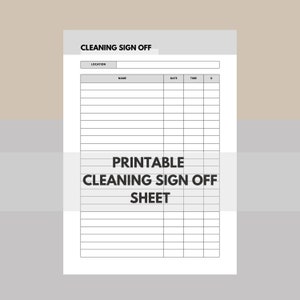 Printable Cleaning Sign-off Sheet: Home & Business Cleaning Schedule ...