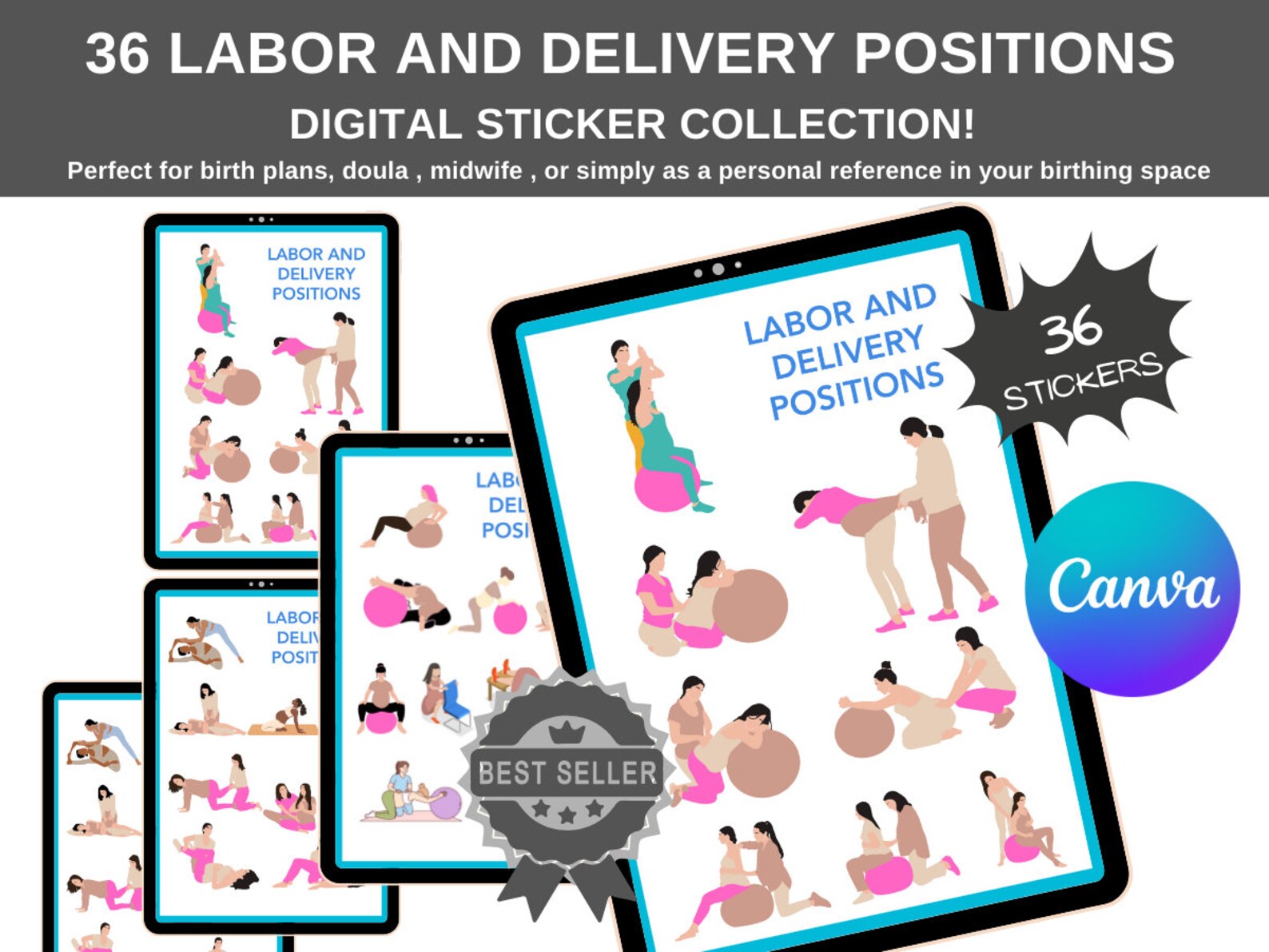 Labor Positions Handout, Birth Positions, Labor and Delivery Positions ...