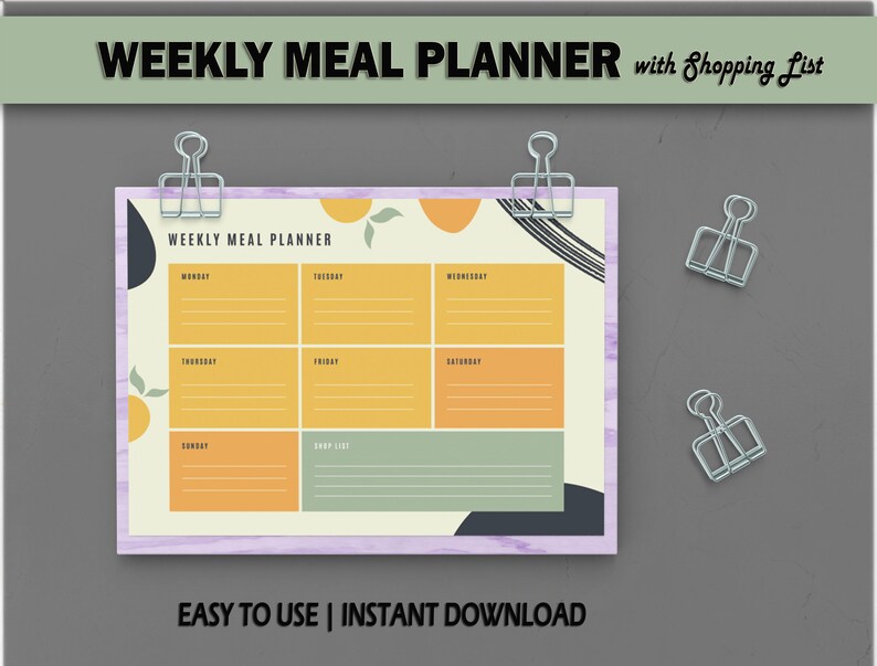 Printable Daily Weekly Meal Planner | Weekly Meal Schedule | Meal ...