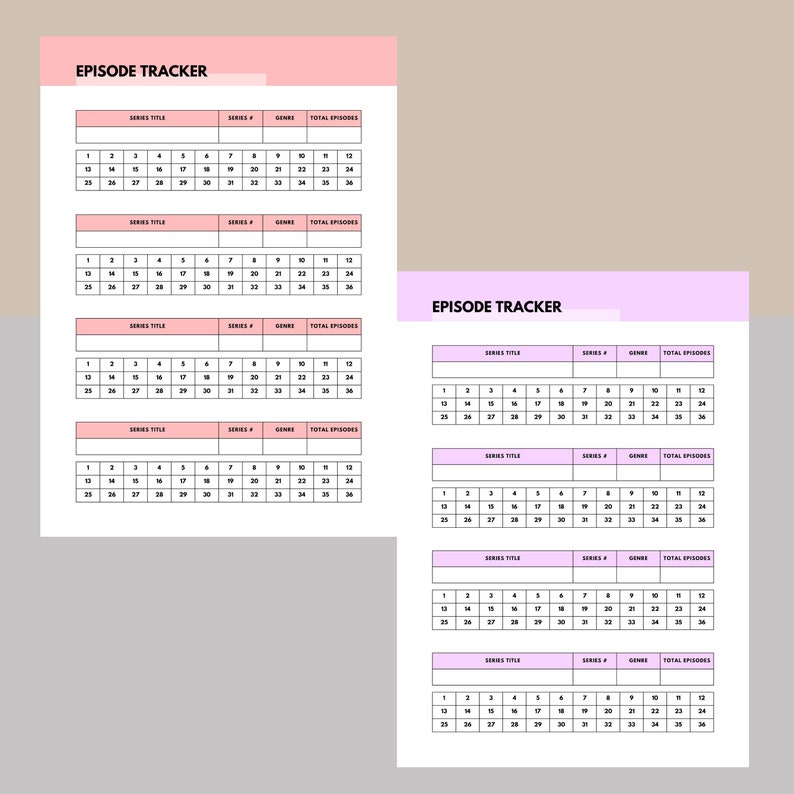 Printable Tv Episode Tracker, Episode Log, TV Series Tracker, TV ...