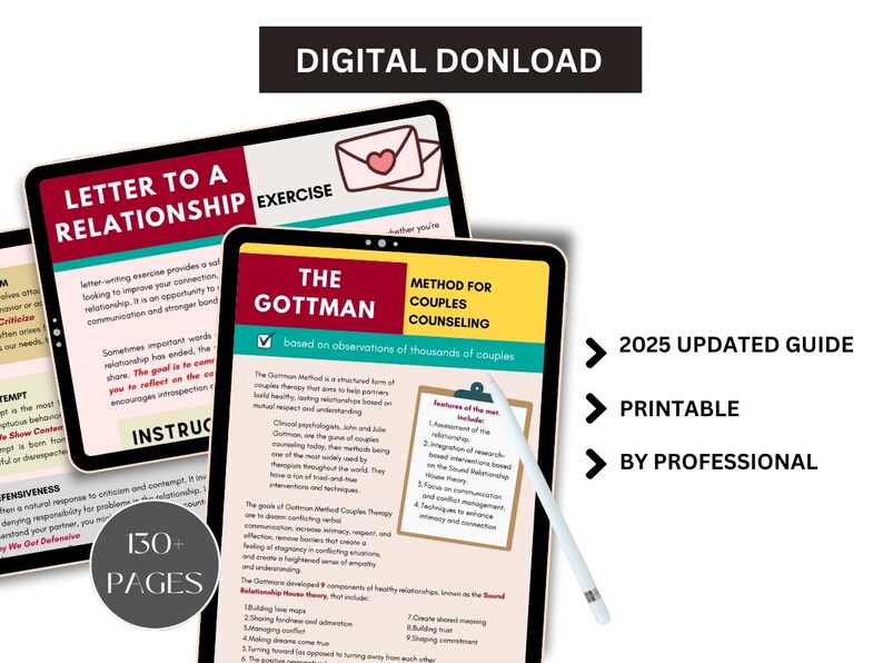 Gottman Method Couples Counseling Worksheets, Communication Tools ...