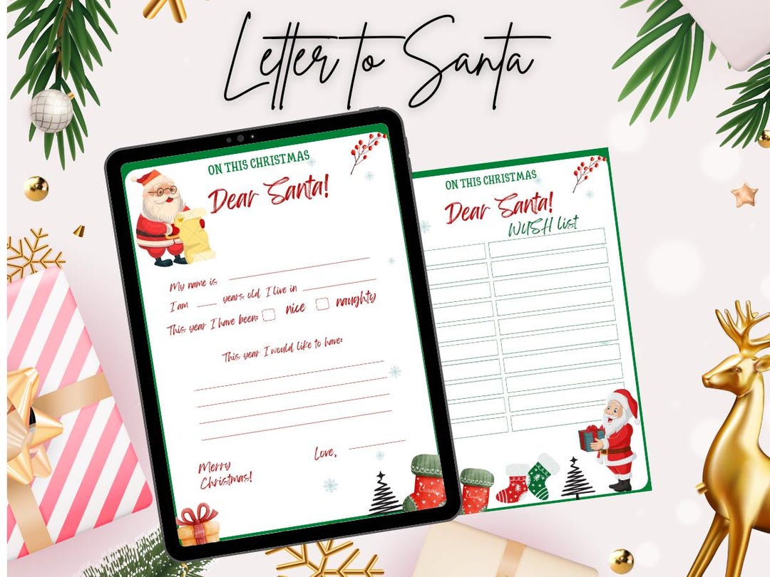 Printable Letter to Santa – Kids Christmas Wish List (digital Download ...