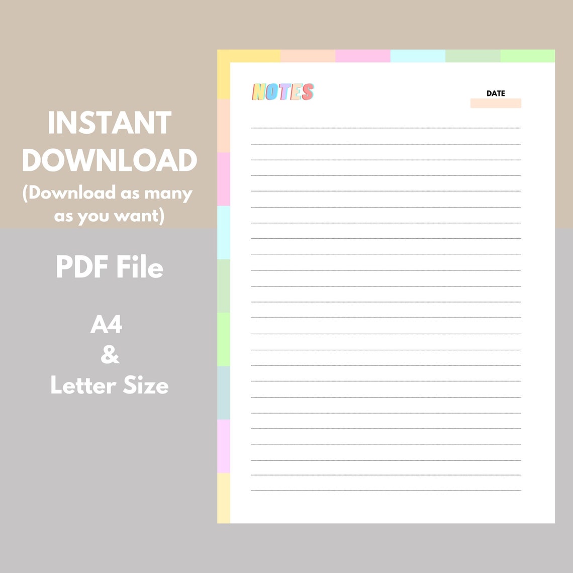 Printable Kids Lined Notes Pages, Kids Notetaking Sheets, School Lined ...