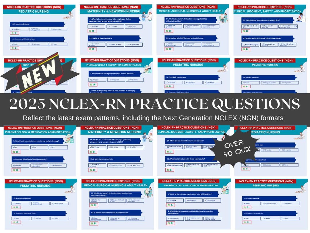 NCLEX-RN Practice Questions 2025 | Next Gen Study Guide | Nursing Exam Prep Pdf | Rn | Instant ...