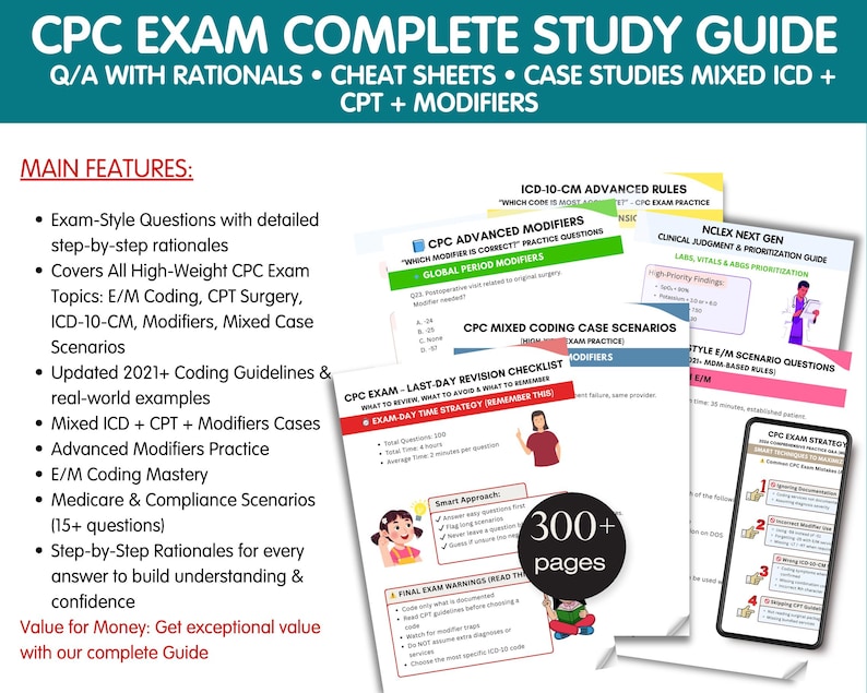AAPC CPC Exam Study Guide 2026 | Complete Icd-10-cm, Cpt, Modifiers & E/M + 200 Practice ...