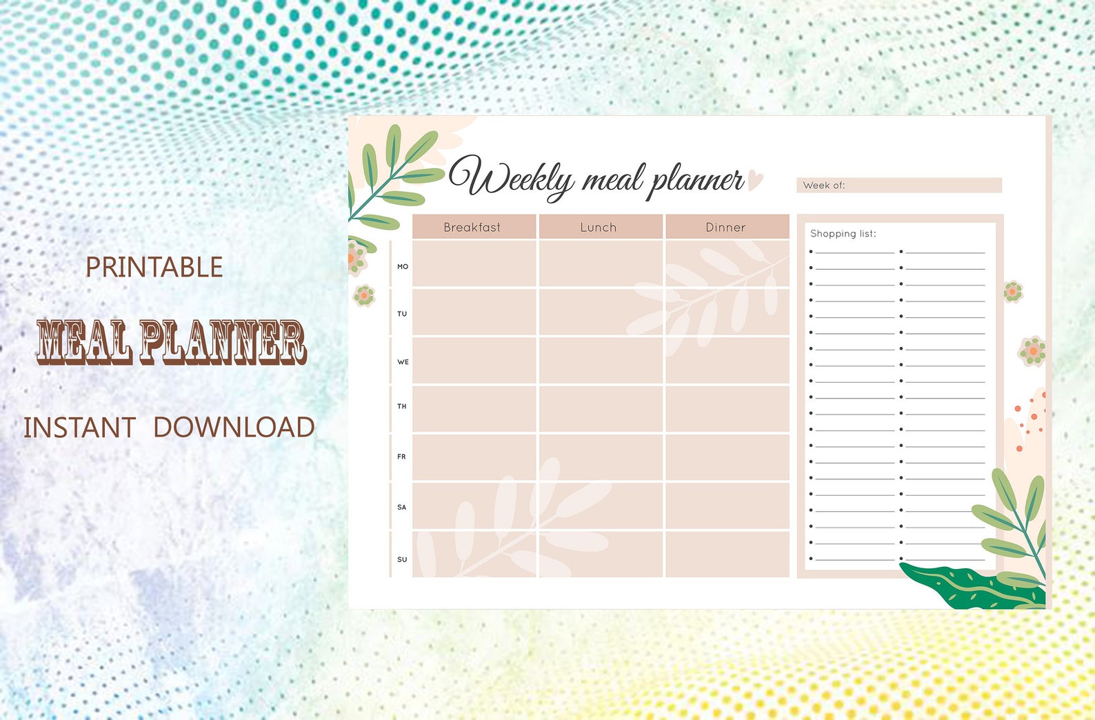 Printable Daily Weekly Meal Planner | Weekly Meal Schedule | Week at a ...