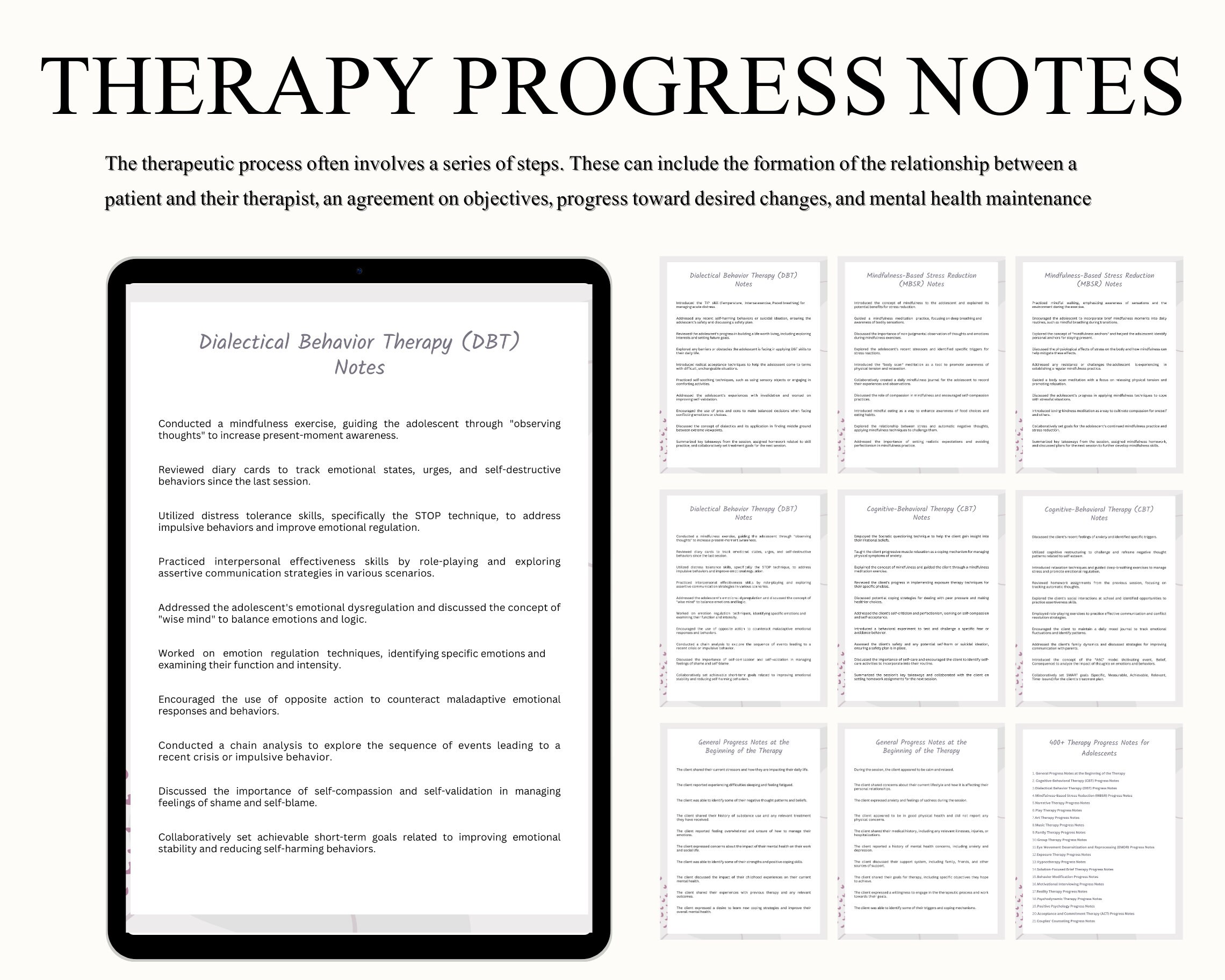 Therapy Progress Notes Cheat Sheet Phrases and Statements Counselor ...