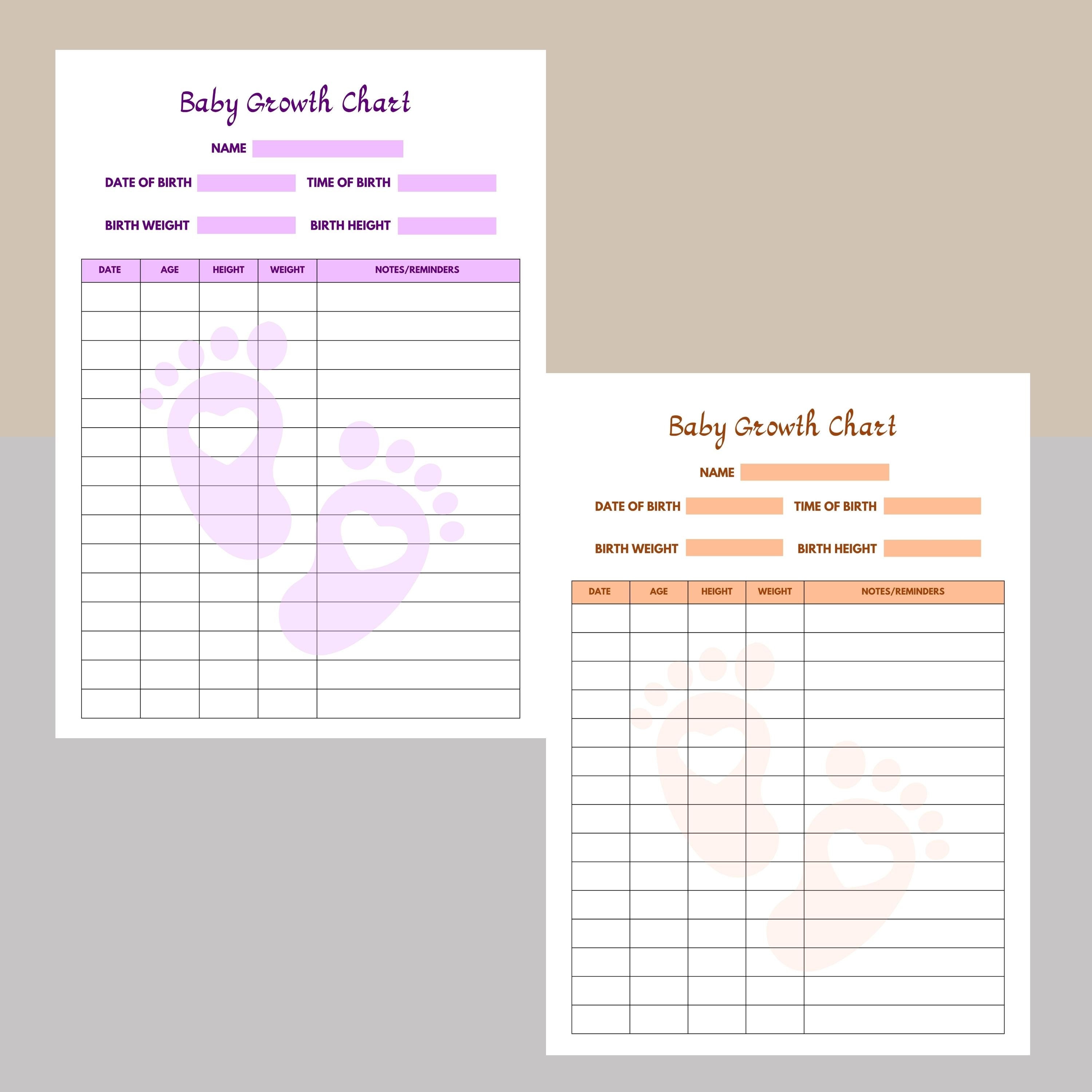 Minimalist Baby Growth Chart, Printable Baby Growth Chart | Baby Growth ...