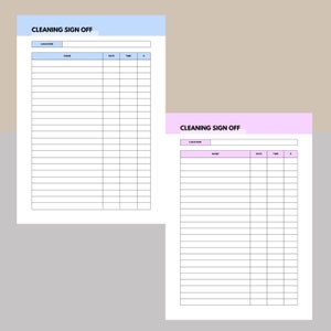 Printable Cleaning Sign-off Sheet: Home & Business Cleaning Schedule ...