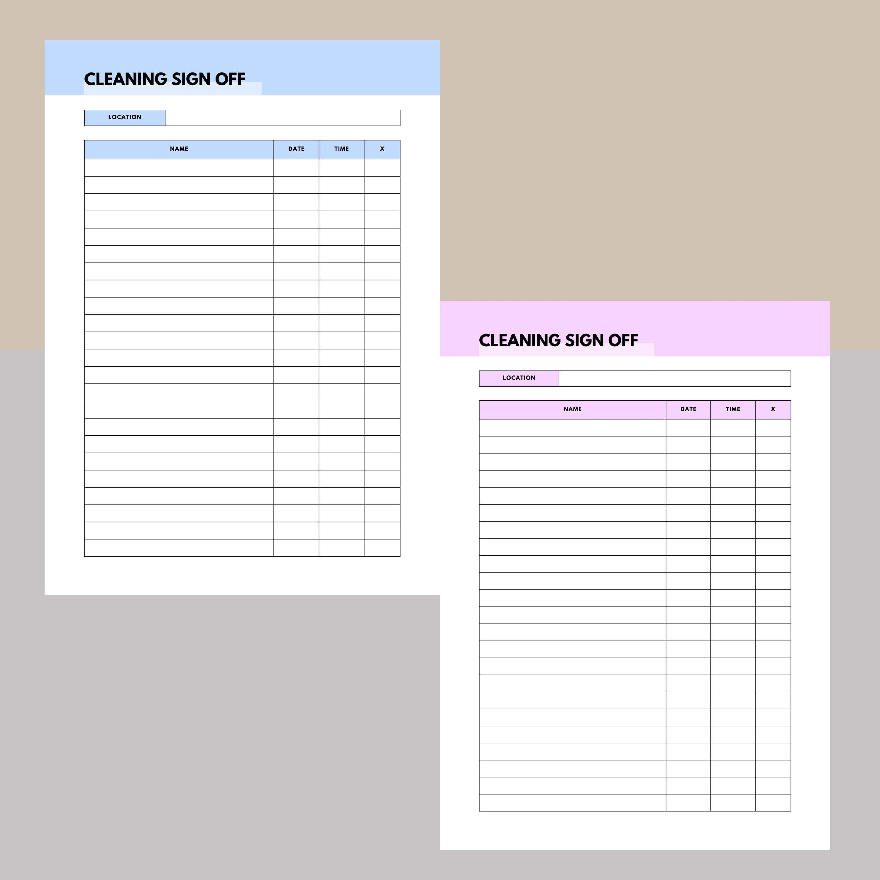 Printable Cleaning Sign-off Sheet: Home & Business Cleaning Schedule ...